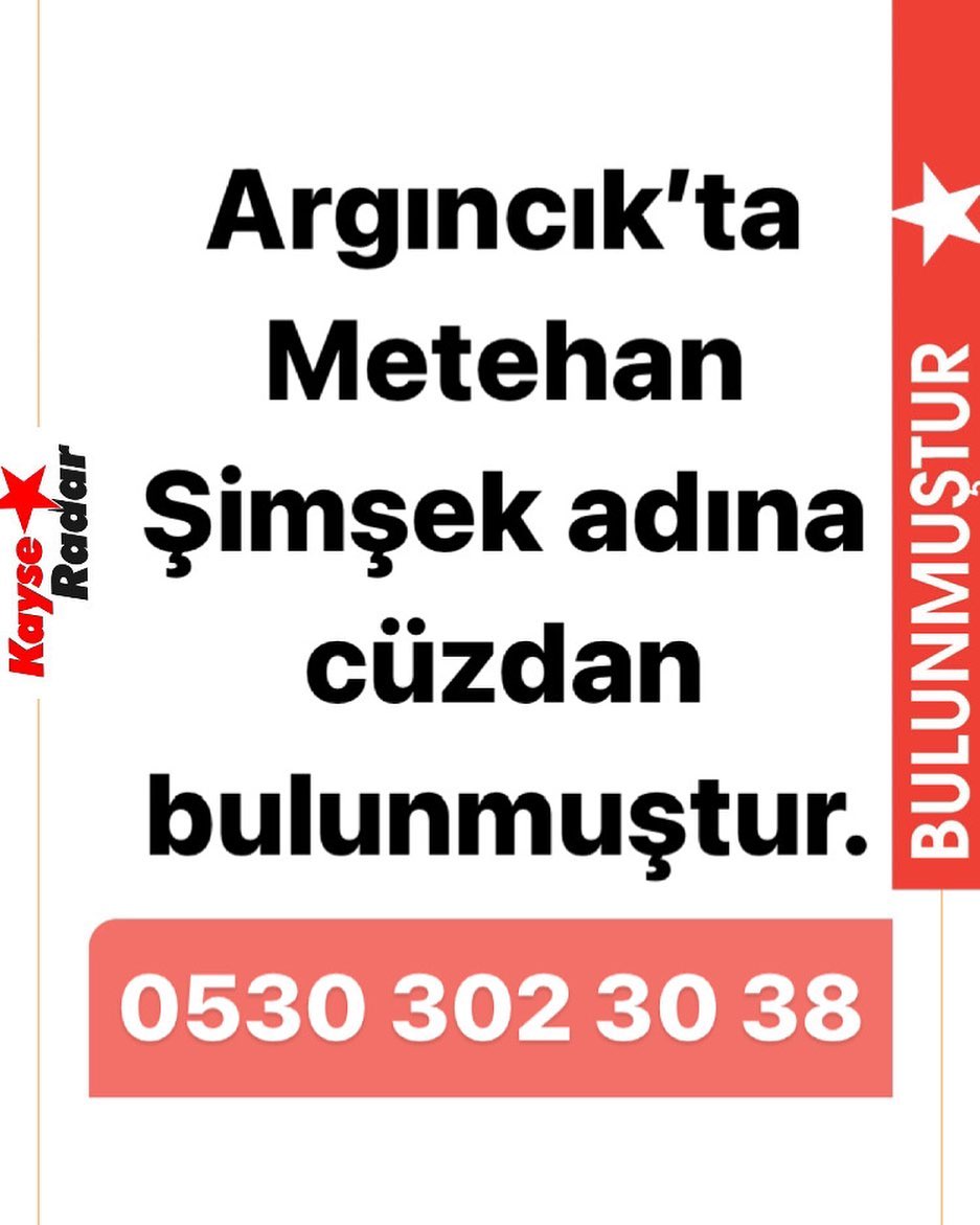 Cüzdan bulunmuştur KayseRadar