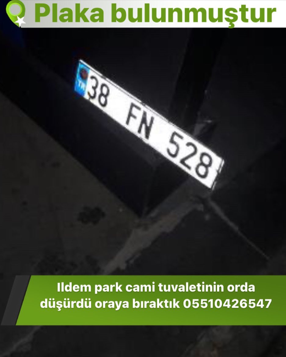 Plaka bulunmuştur KayseRadar