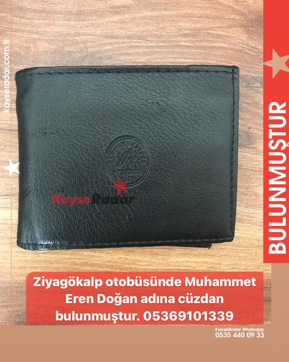 Ziyagökalp otobüsünde Muhammet Eren Doğan adına cüzdan bulunmuştur ...